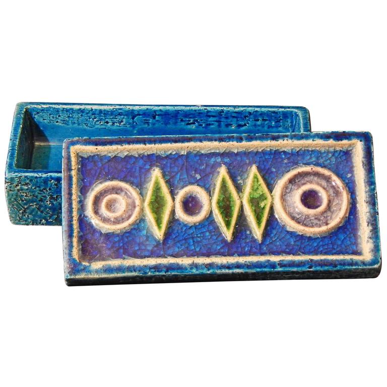 Rare Jewel-Toned Mid-Century Covered Box, Italy For Sale at 1stDibs