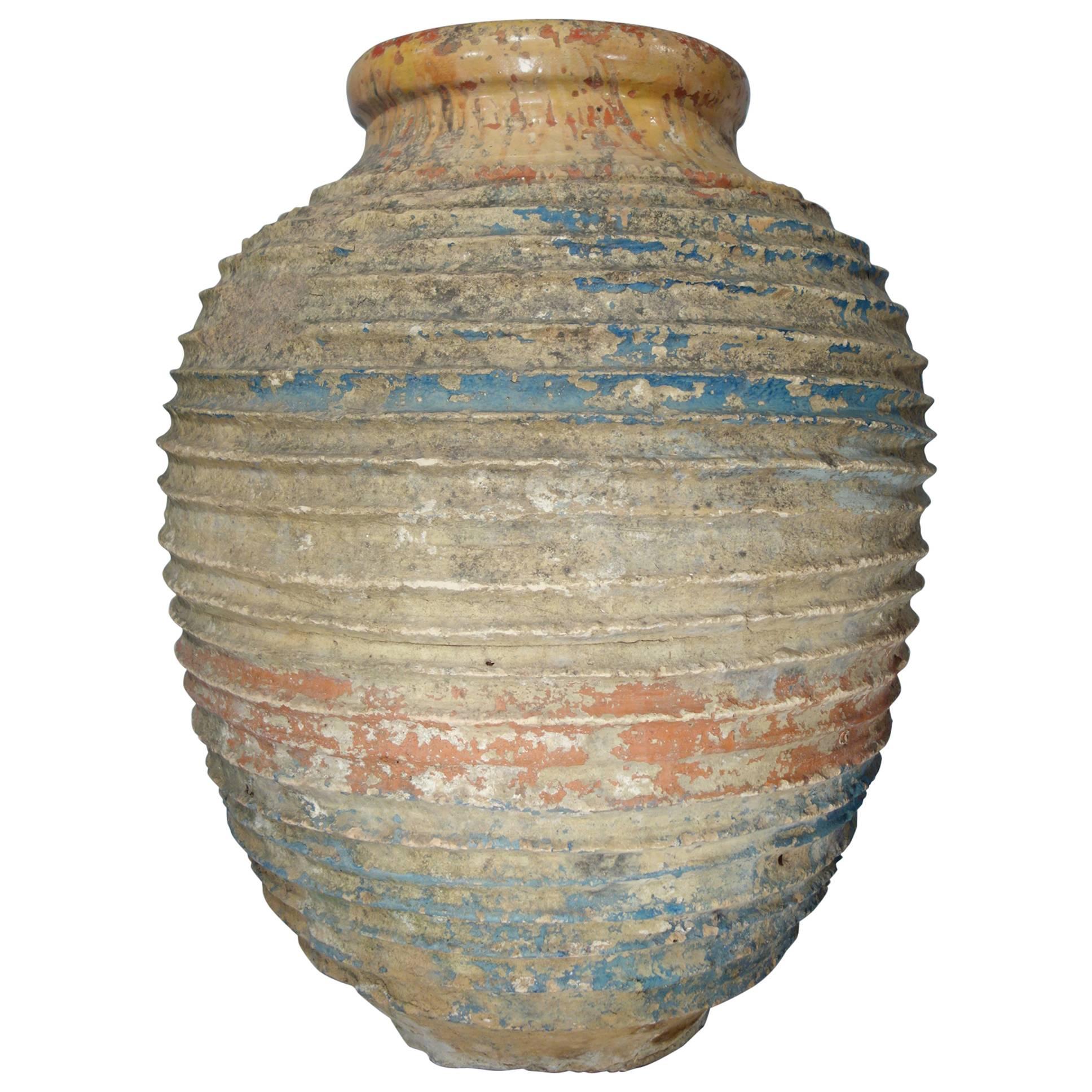 19th Century Large Mediterranean Antique Terracotta Olive Jar, Multi ...