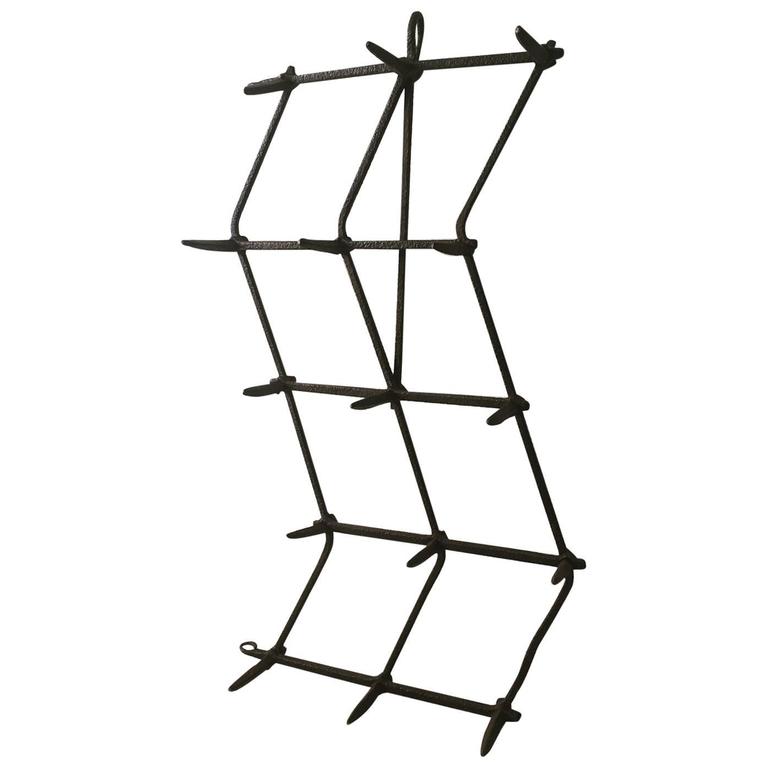 Antique Wrought Iron Farming Harrow coat hook utensil pan rack For Sale ...