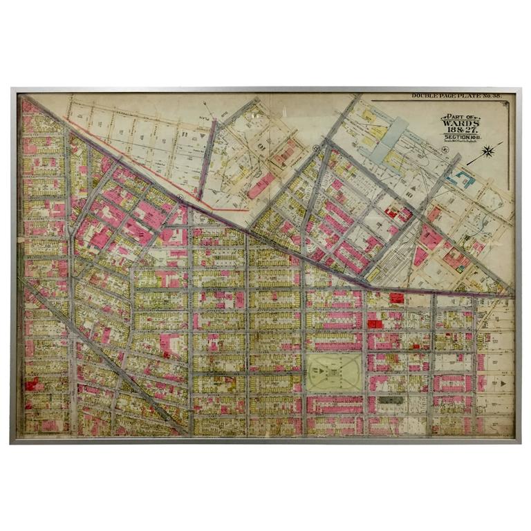 Rare 1916 of Bushwick Brooklyn, Brooklyn Map #5 For Sale at 1stDibs