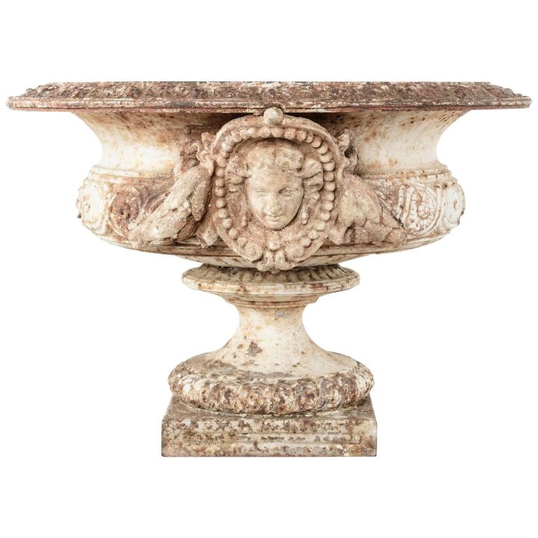 Grand Scale 18th Century French Cast Iron and Stone Urn with ...