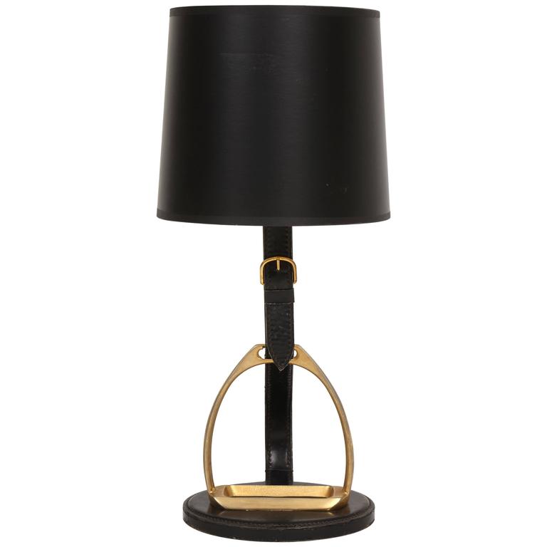 Longchamp Equestrian Mid-Century Brass Leather Horse Buckle Lamp, 1950s ...