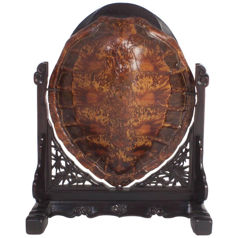 19th Century Antique Chinese Turtle Shell Vanity Mirror For Sale at 1stDibs