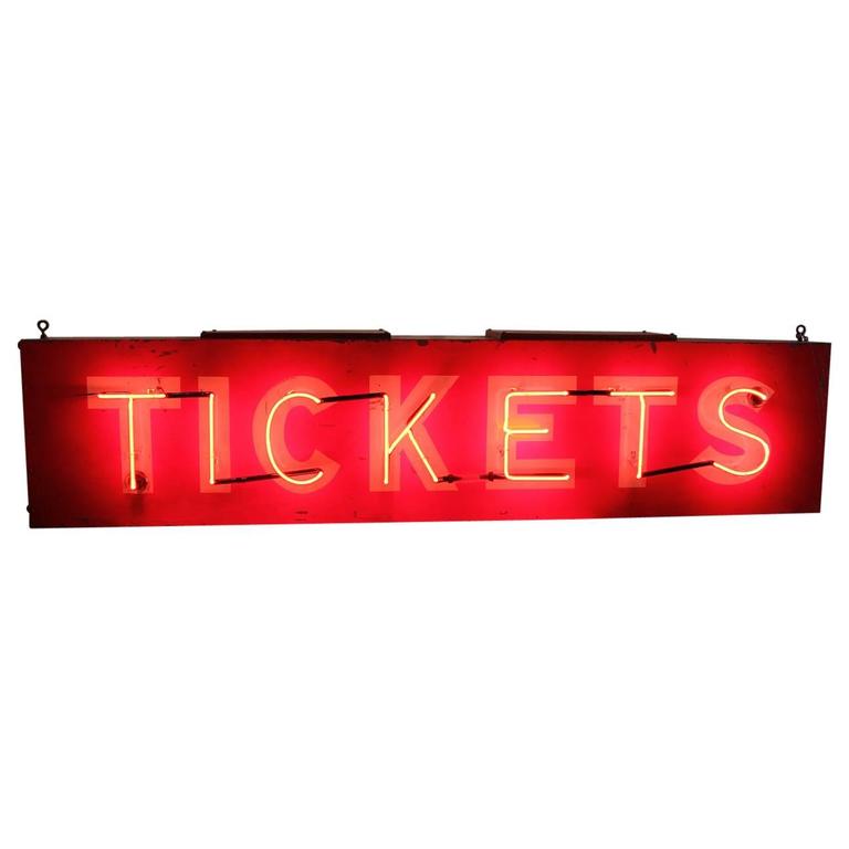 1950s American Neon Sign "TICKETS" at 1stDibs