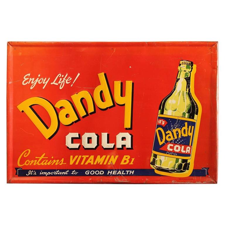 1940s American Advertising Sign "Dandy Cola" at 1stDibs