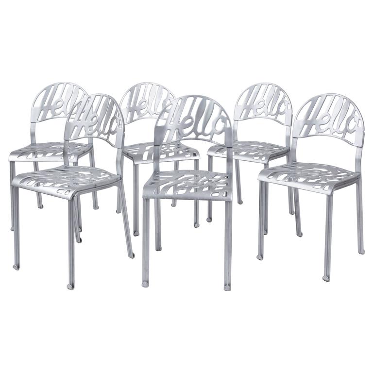 Set of Six Jeremy Harvey, Aluminium "Hello There" Chairs for Artifort ...