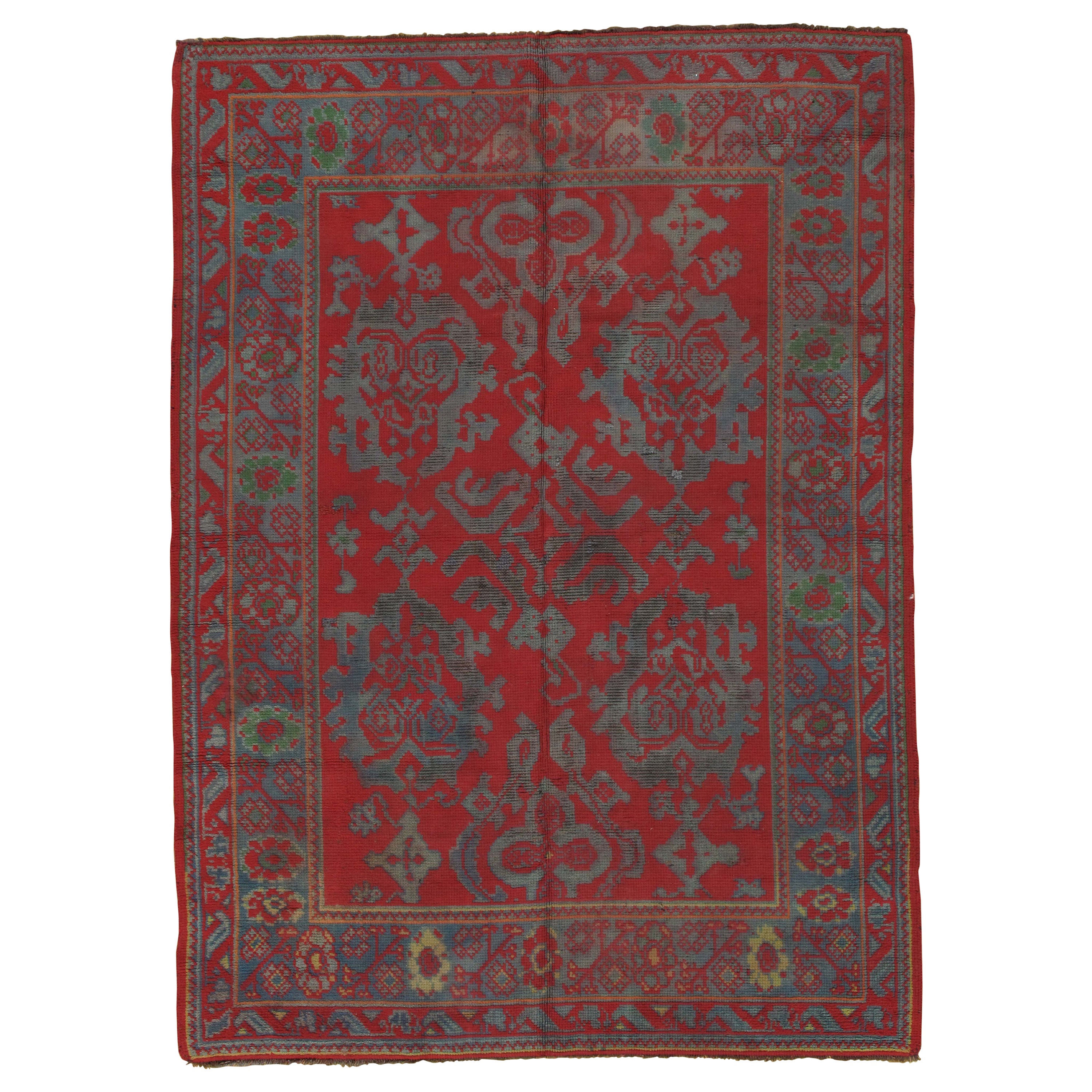19th Century Irish Donegal Green Handmade Wool Rug For Sale at 1stDibs