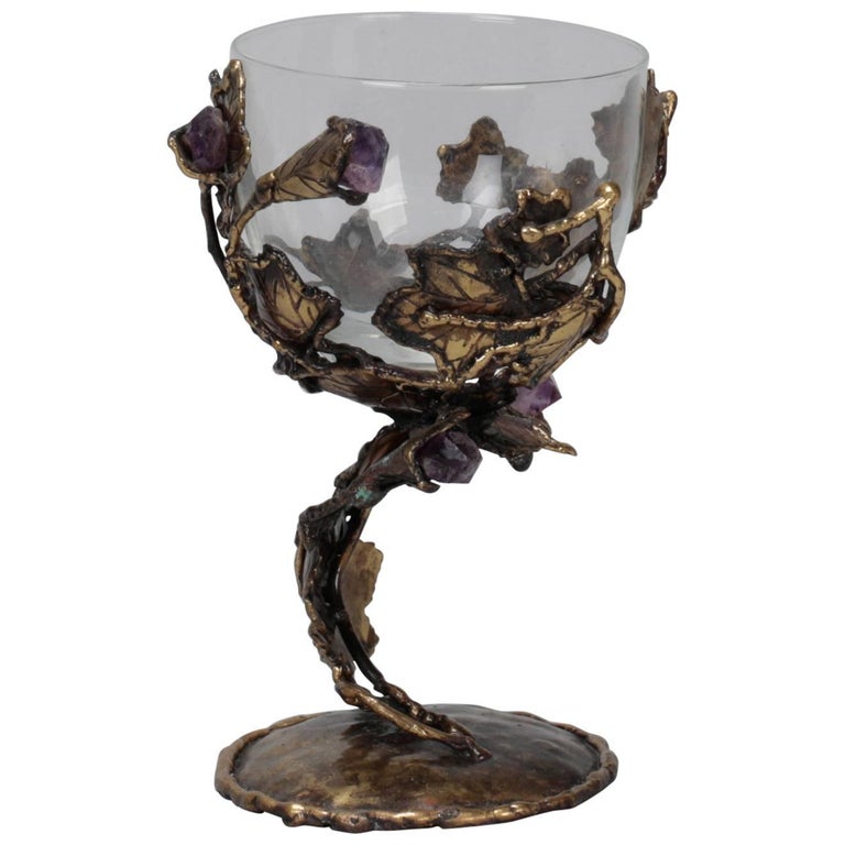 Mid-Century Goblet with Handcrafted Metal and Amethyst Base For Sale at ...