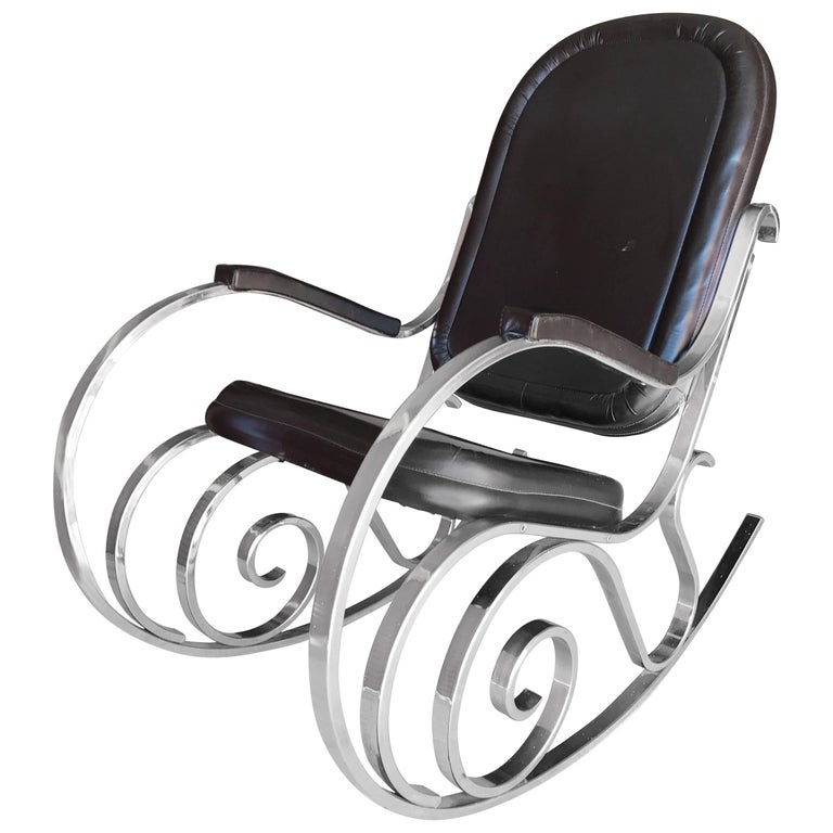 French Mid-Century Modern Chrome Rocker For Sale at 1stDibs