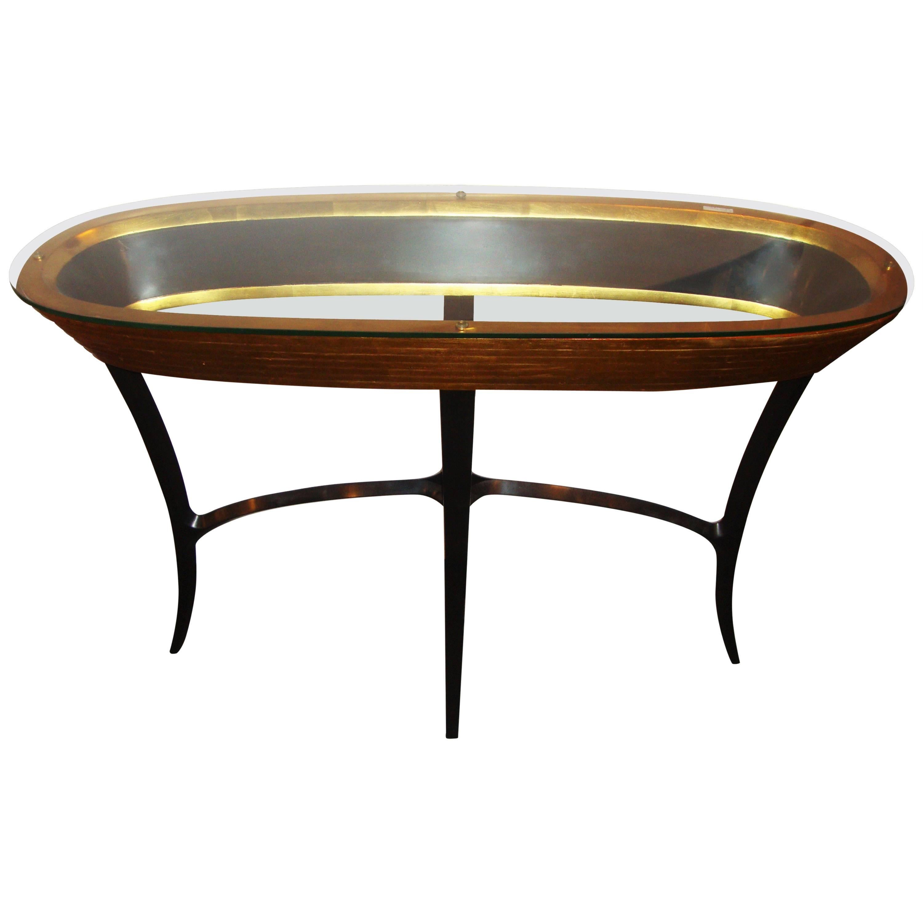 Jonathan Charles Glass Top Hollywood Regency Style Console Table at 1stdibs