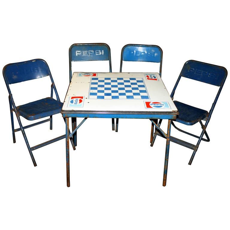 20th Century Pepsi Table Set with Enamel Top at 1stDibs