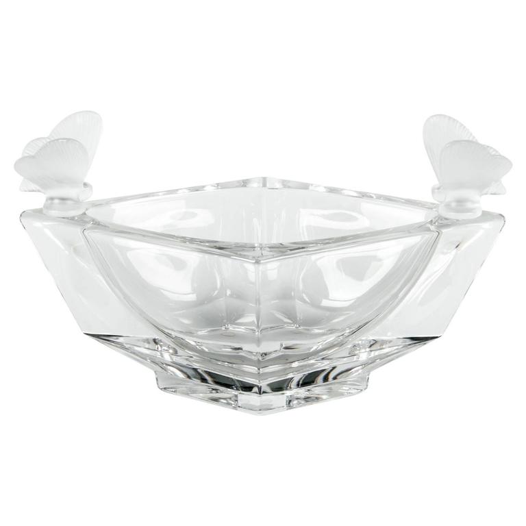 Vintage Cristal de Sèvres Glass Bowl, France, 1920 with Butterflies at ...