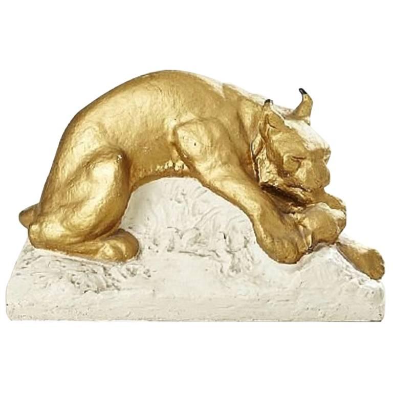 Plaster Monumental Carl Fagerberg Lynx with Cub, 1911 at 1stDibs