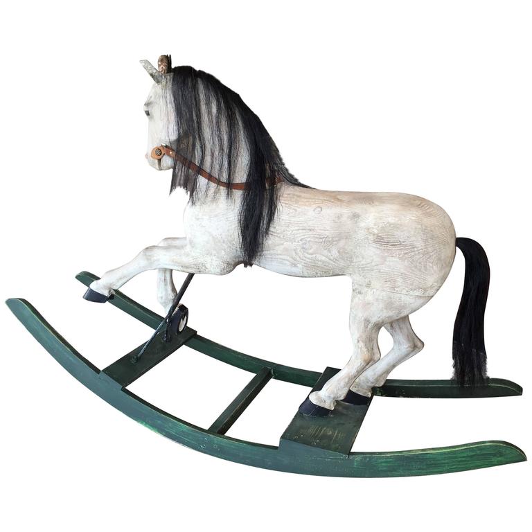1800s Carved Wooden Rocking Horse at 1stdibs