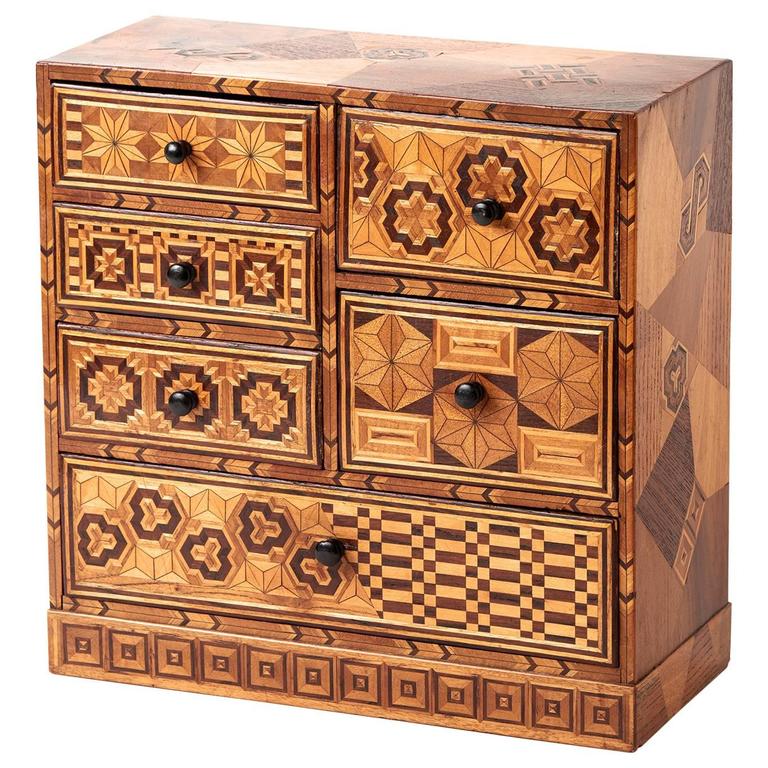 Miniature Victorian Marquetry Chest of Drawers at 1stDibs