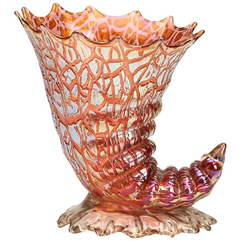 Rare Art Nouveau Loetz Golden Iridescent Shell Vase, circa 1899 at 1stDibs