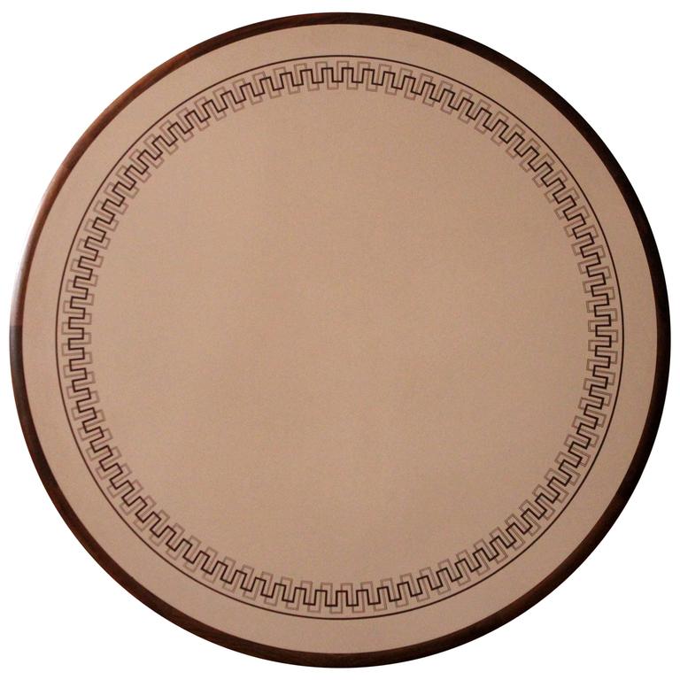 Round Greek Key Solid Walnut Dining Table at 1stDibs