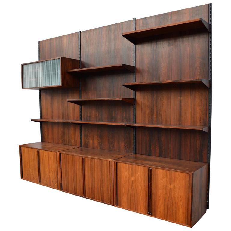 Kai Kristiansen Brazilian Rosewood Wall Unit, Denmark, 1960s at 1stDibs