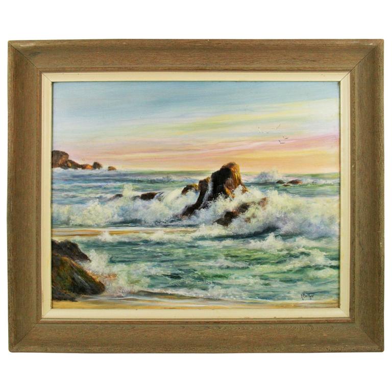 Oil Painting -Seascape by Backer For Sale at 1stDibs