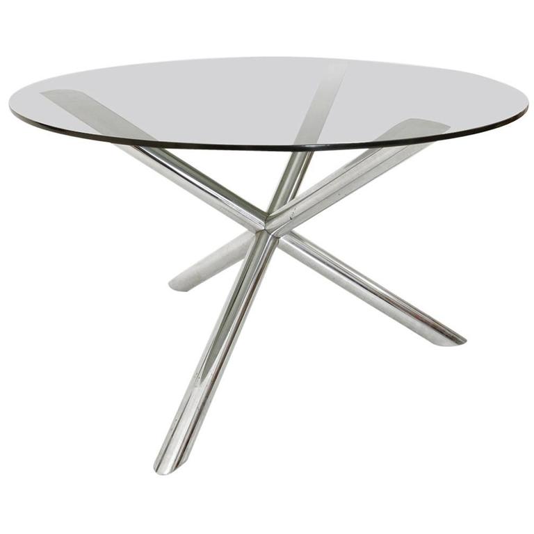 Roche Bobois Chromed Base Dining Table, 1970s at 1stDibs