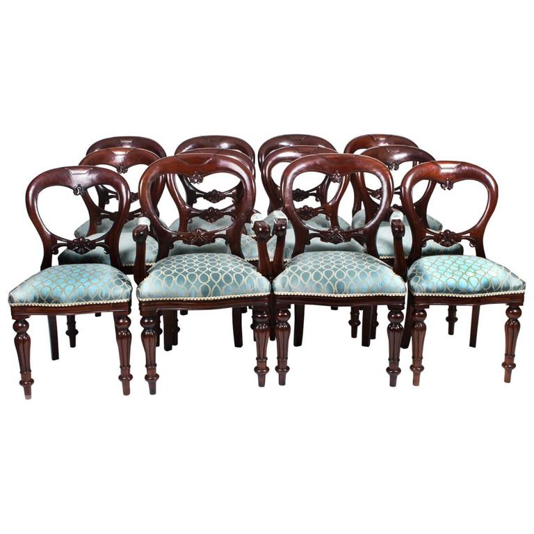 Vintage Victorian Style Balloon Back Dining Chairs Set of 12 at 1stDibs ...