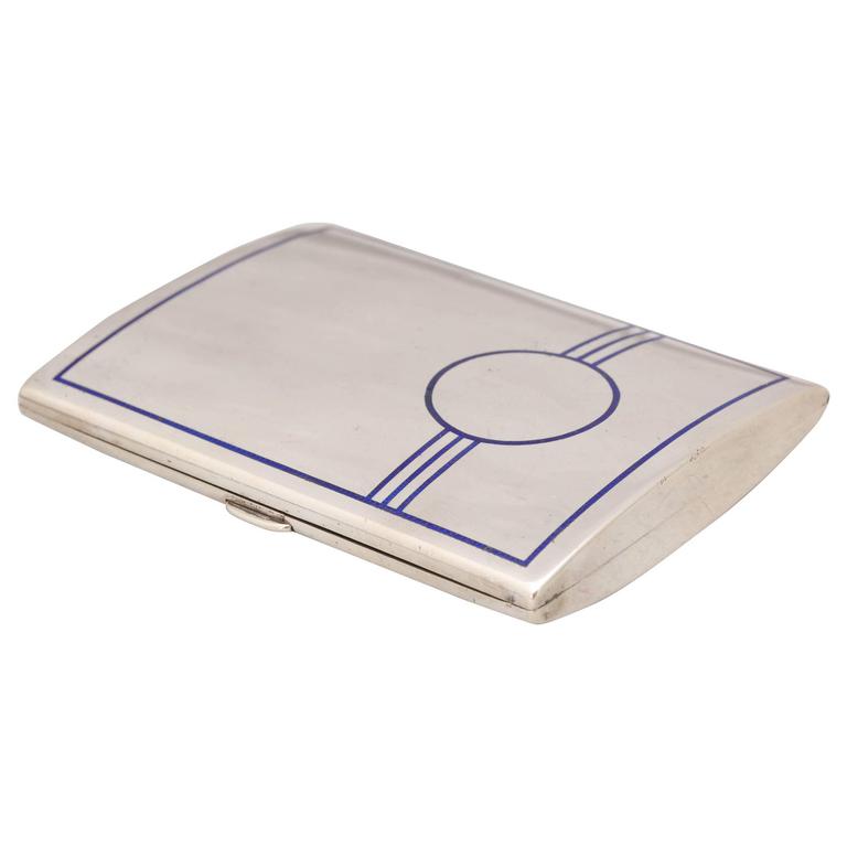 Art Deco French Sterling Silver '.950' and Cobalt Blue Enamel Cigarette ...