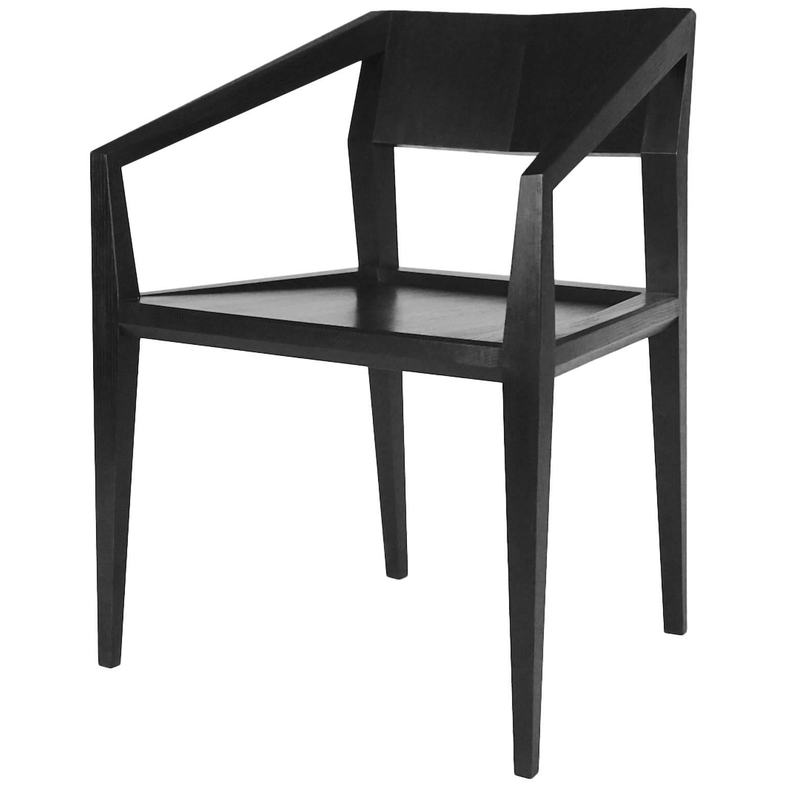 Geometric Solid Wood Chair with Faceted Legs, Arms and Scooped Seat For ...