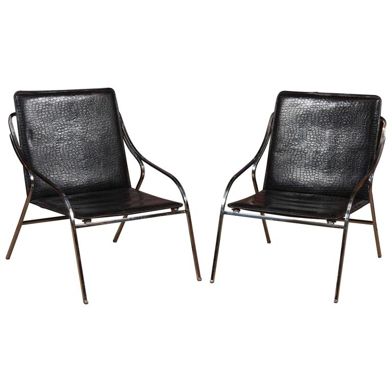 Midcentury Pair of Italian Rust Colored Lounge Chairs For Sale at 1stdibs