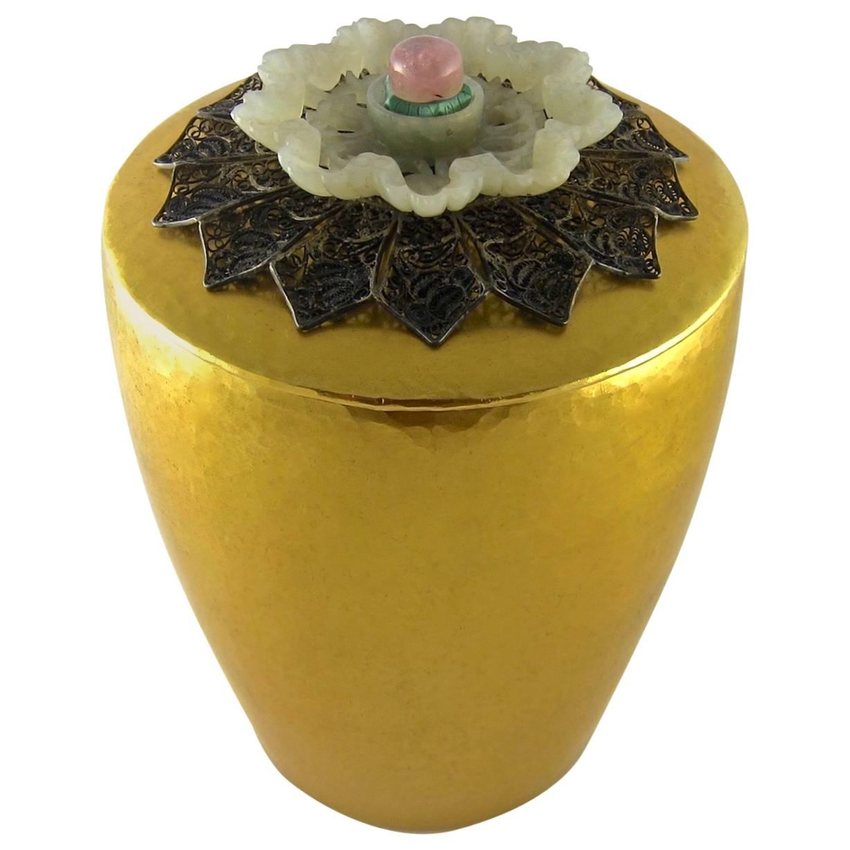 Heavy Art Deco Gilt Metal Vase by Marie Zimmermann at 1stDibs