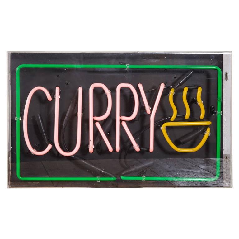 Neon Curry Shop Sign at 1stDibs