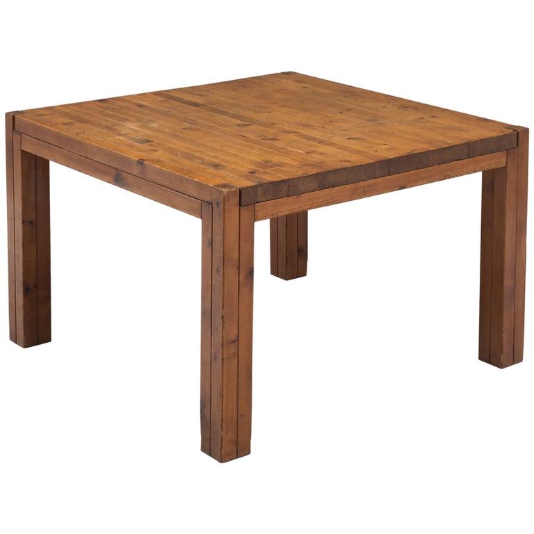 Italian Square Dining Table in Patinated Pine For Sale at 1stDibs