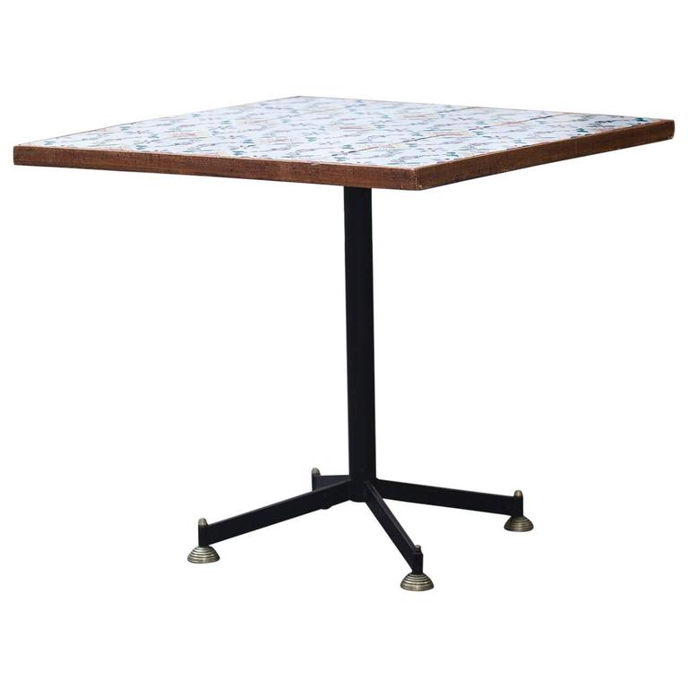 Italian Square Ceramic Tiles Dining Table, 1950 at 1stDibs