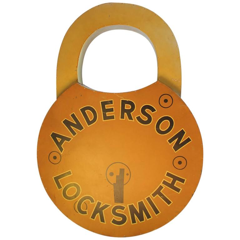 Vintage 3D Oversized Metal Double Sided Advertising Lock Sign For Sale ...