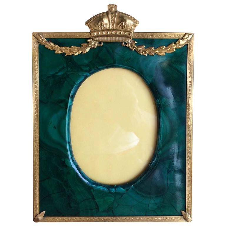Antique Bronze Doré and Malachite Picture Frame at 1stDibs