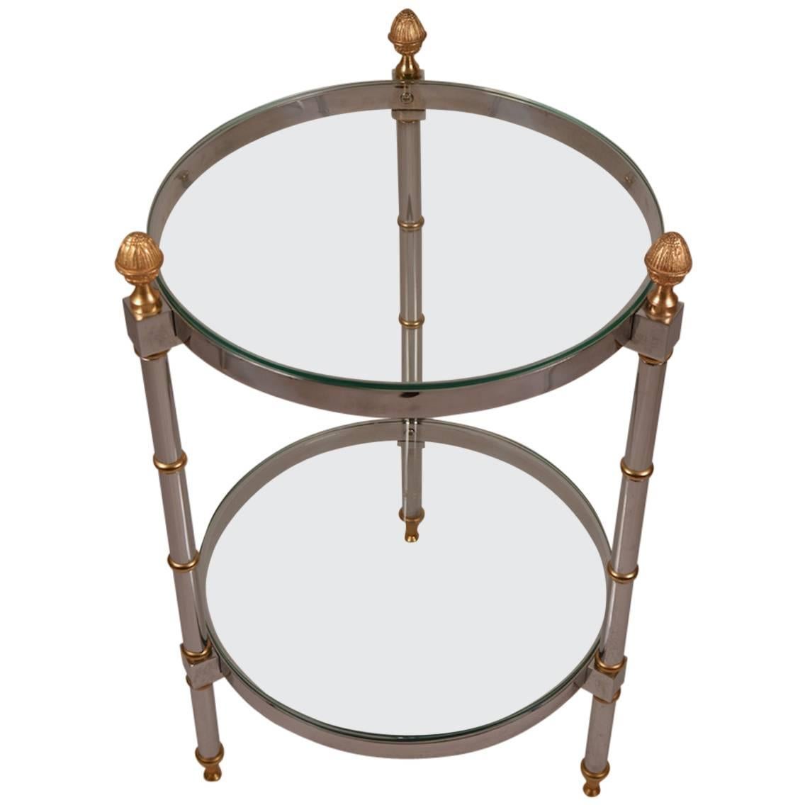 Antique Two-Tier Decoupage Bamboo Table at 1stDibs