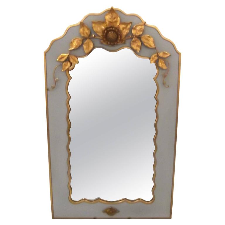 Whimsical French Blue and Giltwood Mirror For Sale at 1stDibs