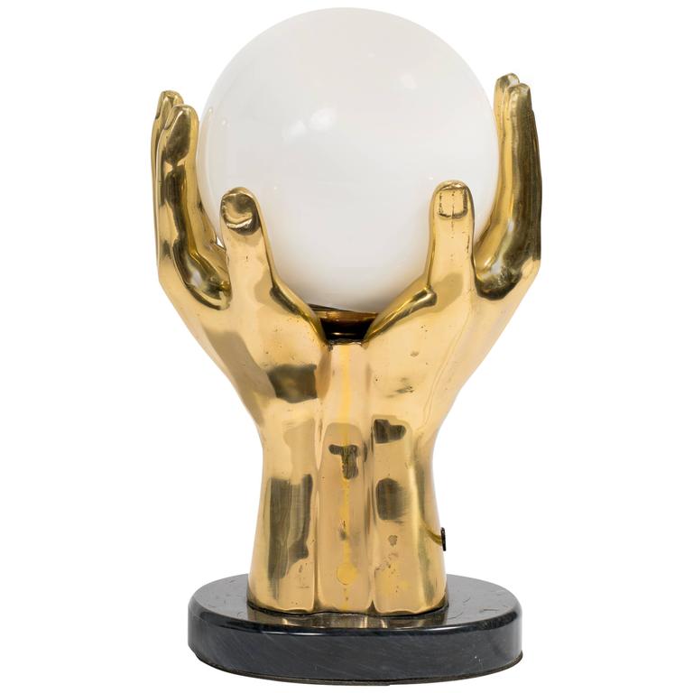 Brass and Marble Hand Table Lamp at 1stDibs | hand shaped lamp