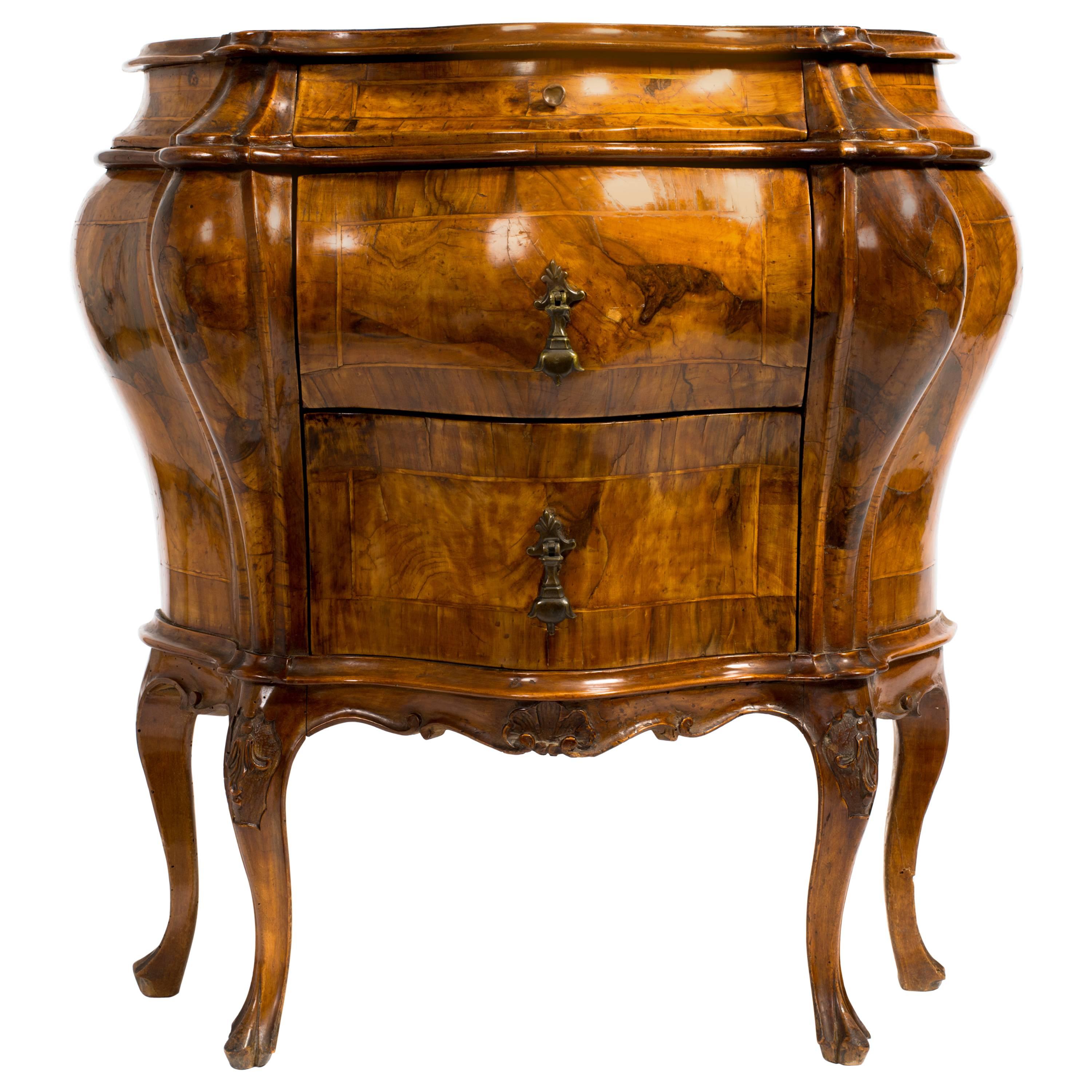 Petite Burl Bombe Chest at 1stDibs