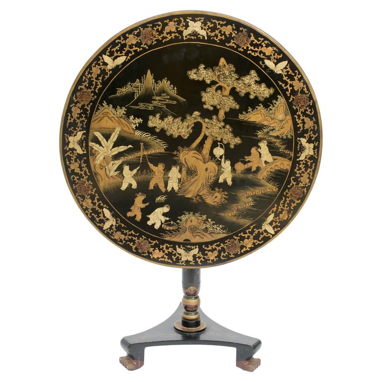Chinese Chinoiserie Tilt-Top Table at 1stDibs