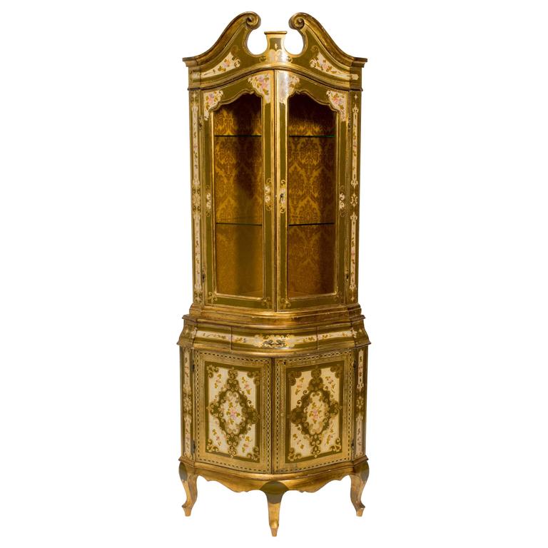 Italian Florentine Corner Cabinet For Sale at 1stdibs