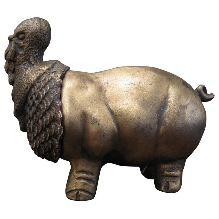 Brass Turkey and Pig Hybrid at 1stDibs