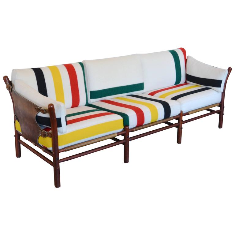 Scandinavian Modern Arne Norell Ilona Sofa with Pendleton Stripes: 1960 ...