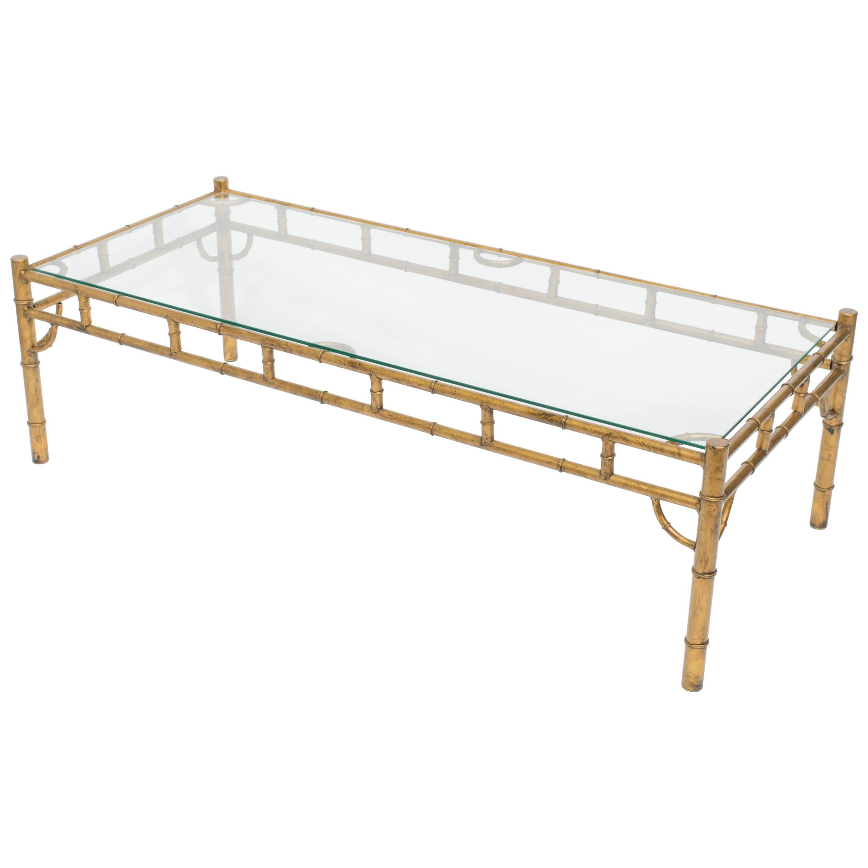 Large Gilt Metal Faux Bamboo Coffee Table at 1stDibs | metal bamboo ...