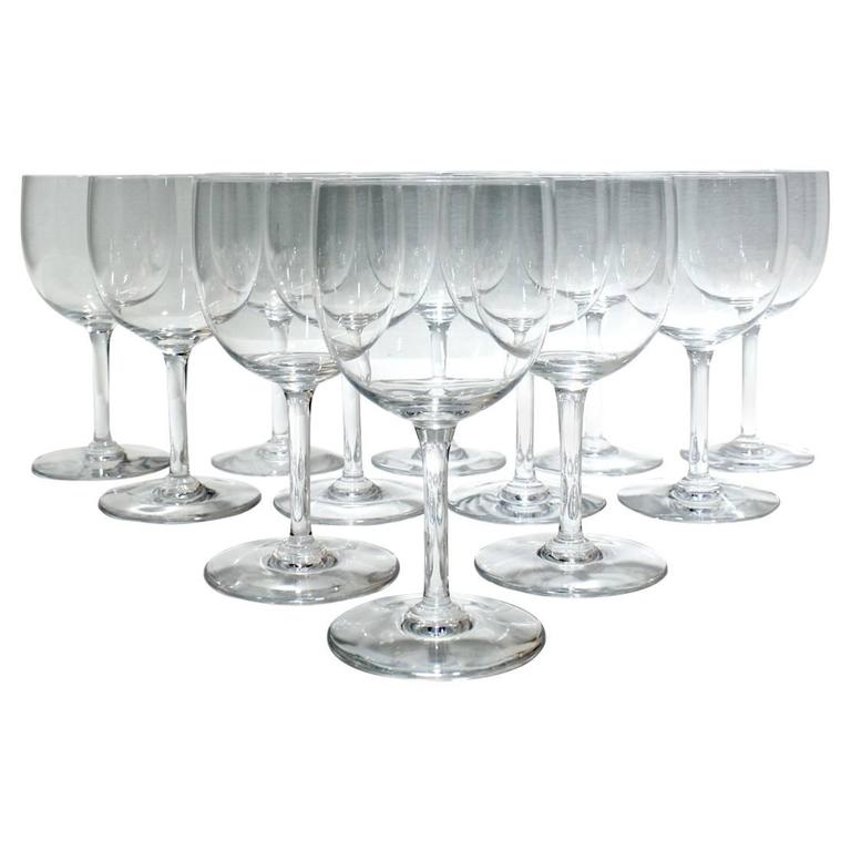 12 Baccarat Glass Tall Water Goblets in the Montaigne Non-Optic Pattern ...