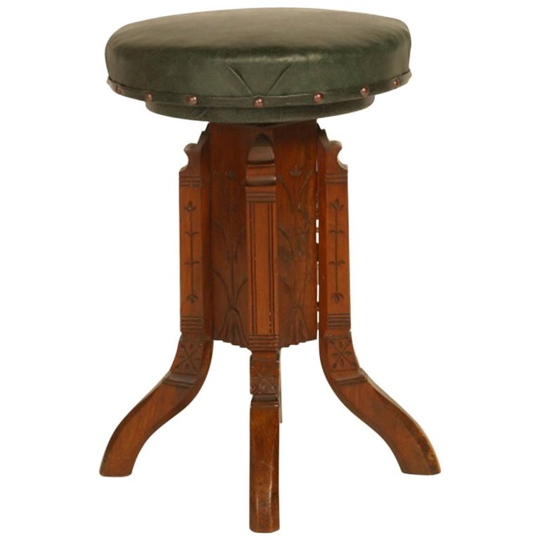 Aesthetic Movement Walnut Adjustable Revolving Stool at 1stDibs
