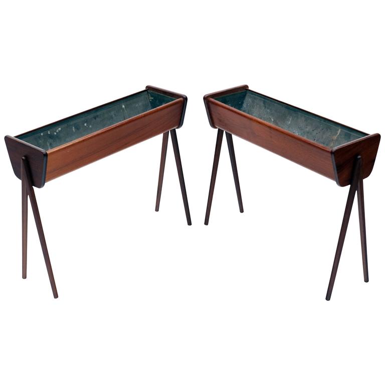 Pair of Danish Teak Modern Planters at 1stDibs