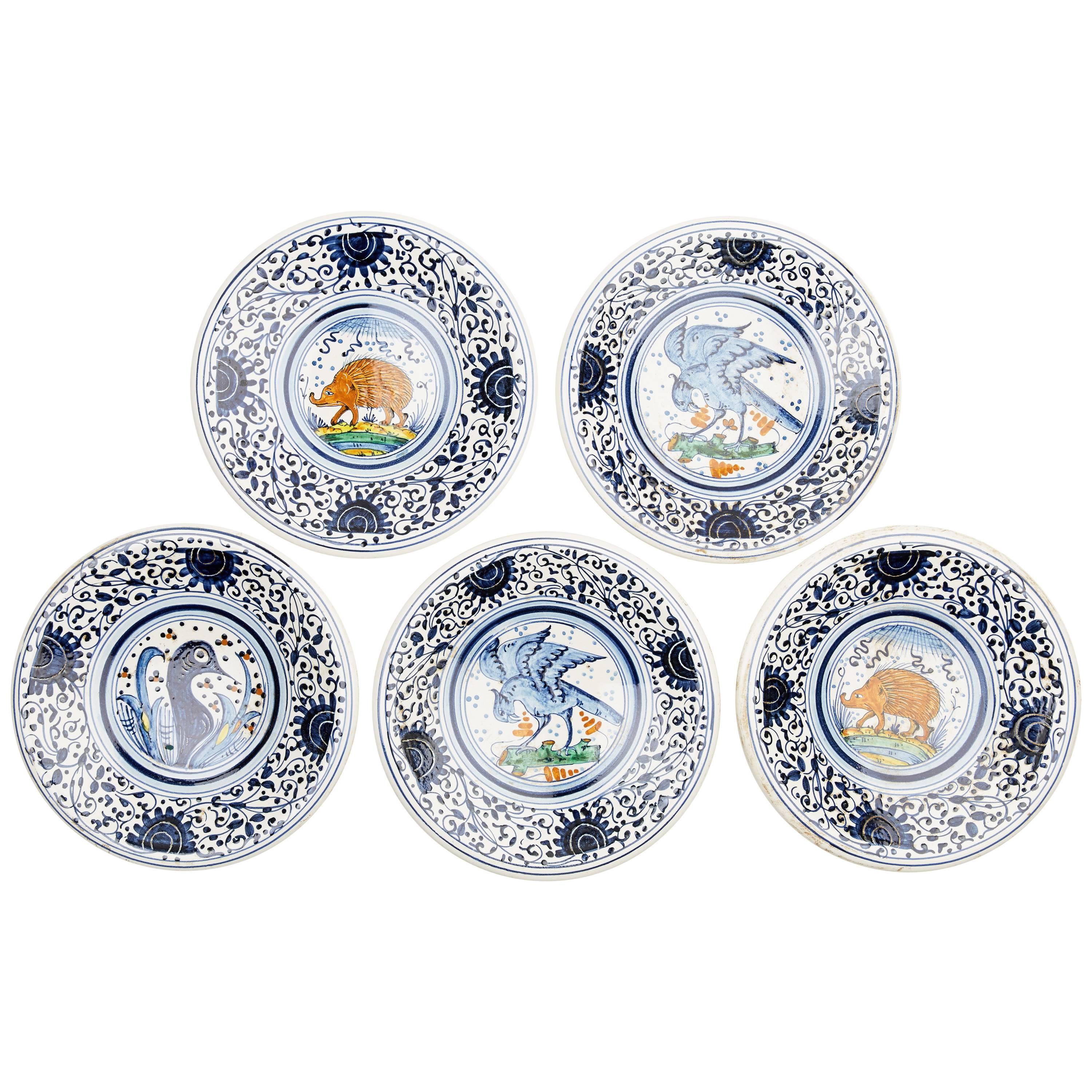 Vintage Tuscan 19th Century Ceramic Plates, Set of Five at 1stDibs