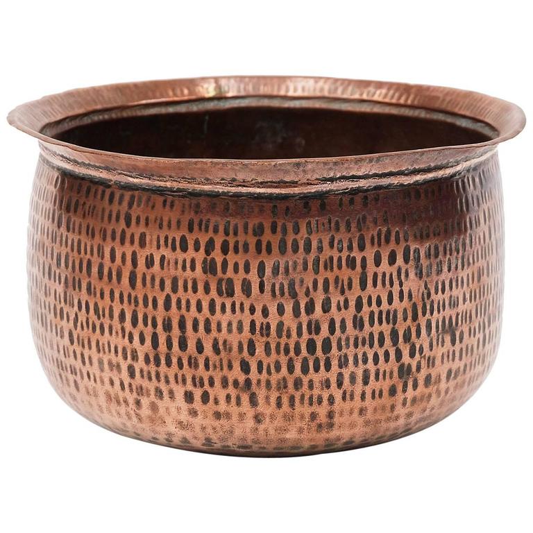 1950s Hand Beaten Copper Plant Pot Bowl Planter at 1stDibs