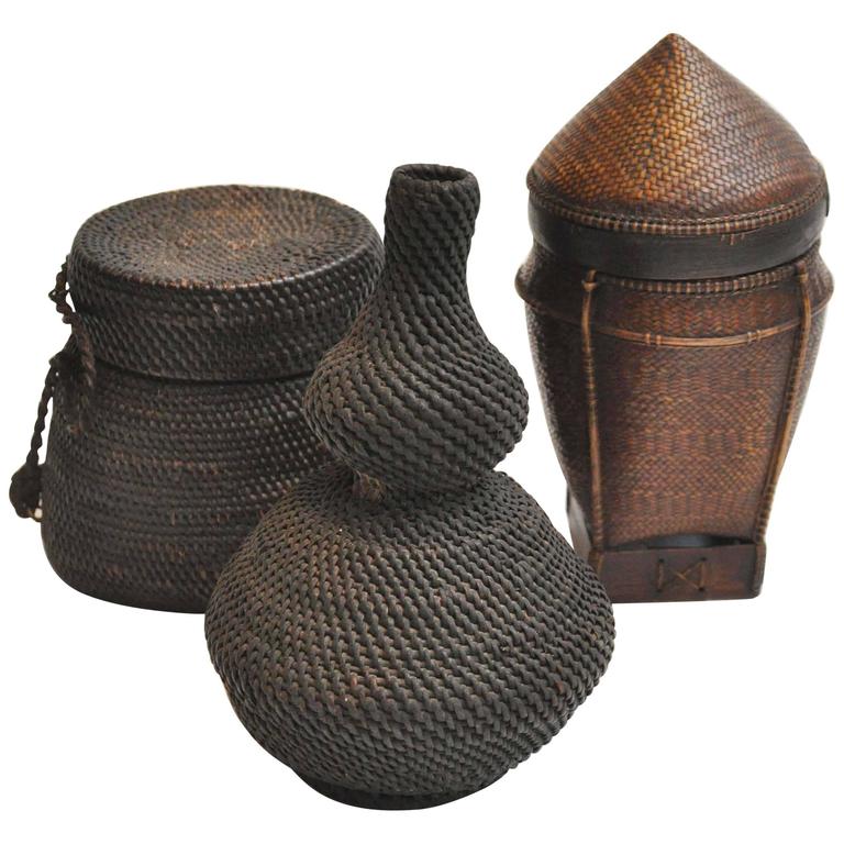 19th Century Asian Basket Trio at 1stDibs