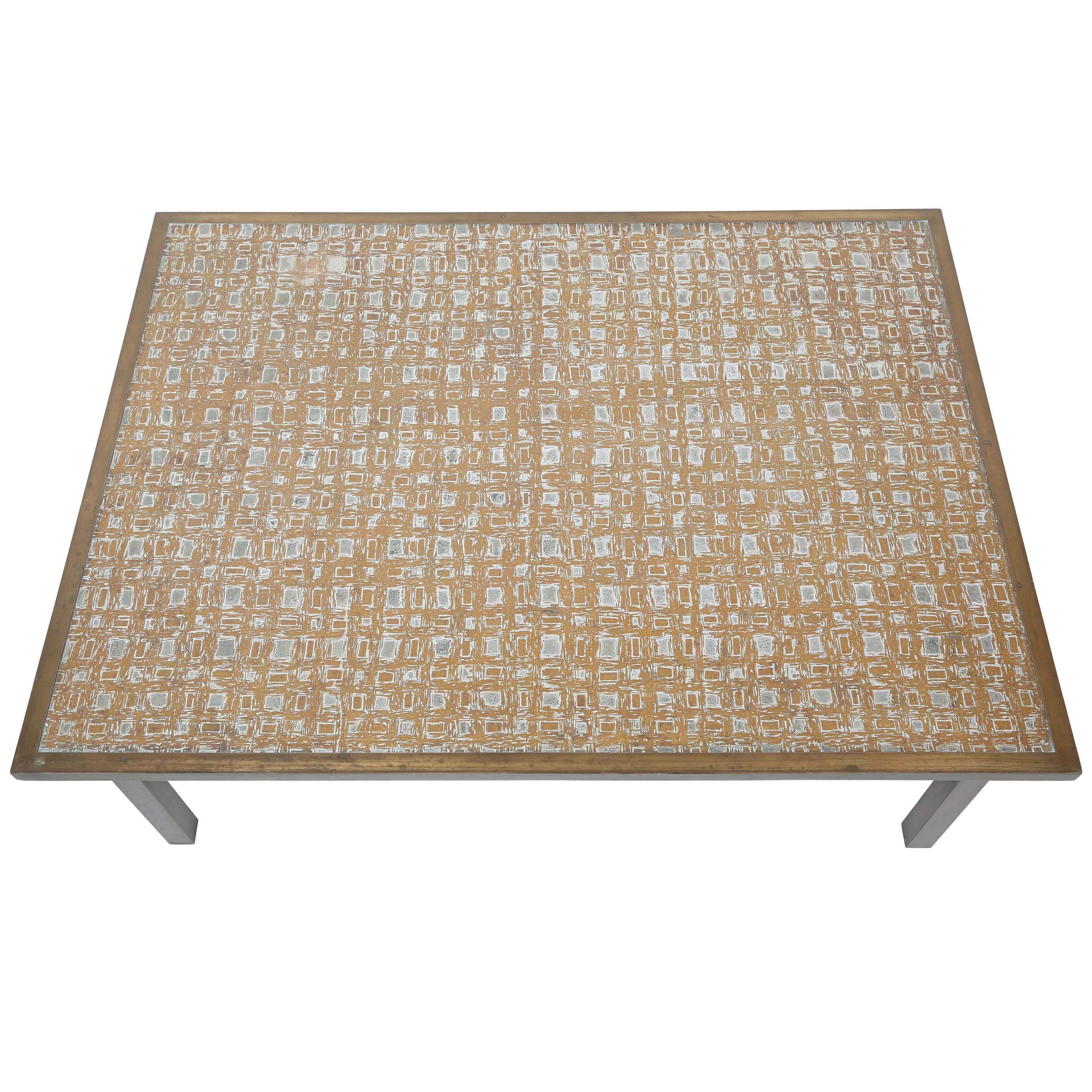 Pair of Brass and Gold Foil Tables in the Manner of Phillip and Kelvin ...